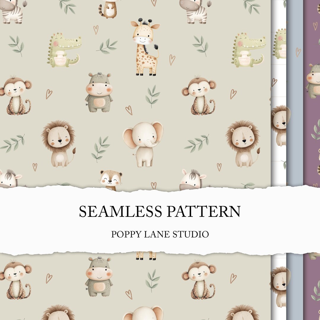 Safari Animal Seamless Pattern, Pastel African Animal Seamless Nursery ...