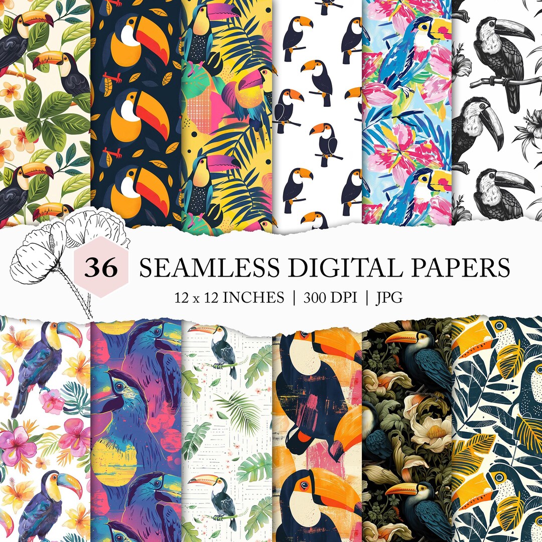 Toucan Seamless Pattern, Toucan Digital Paper, Toucan Background ...