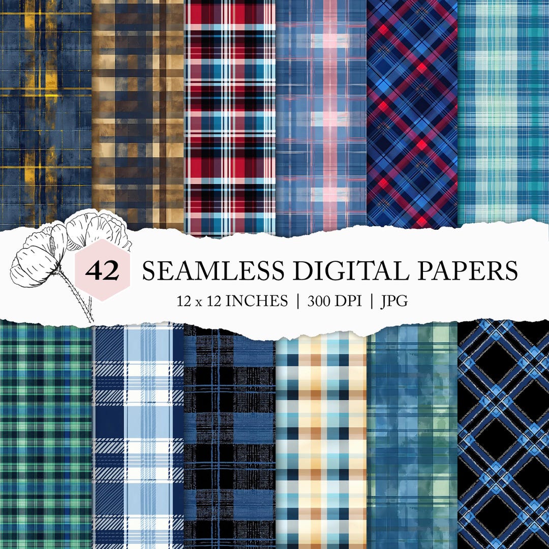 Seamless Blue Plaid Pattern, Blue Checkered Background, Blue Tartan ...