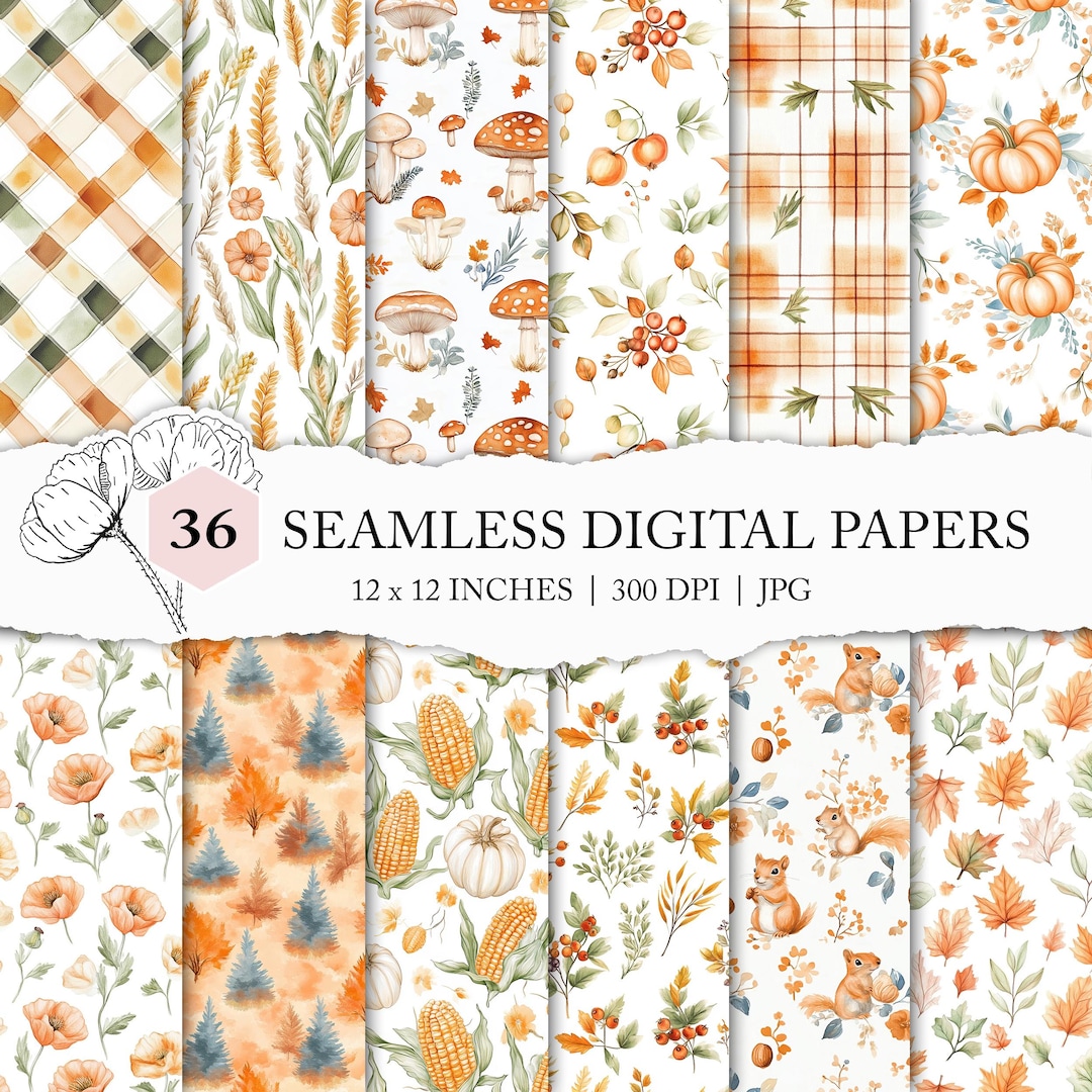Seamless Autumn Pattern, Watercolour Fall Pattern, Autumn Background ...