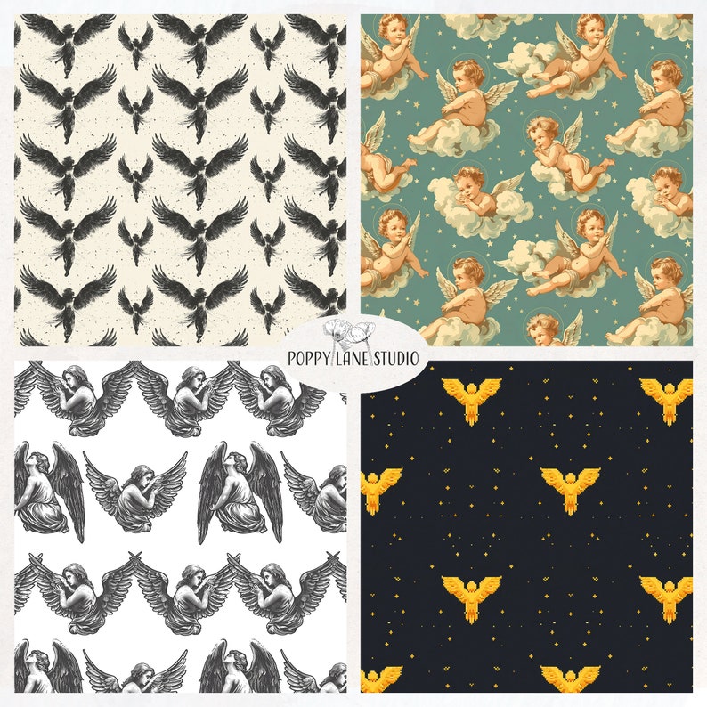 Angelic Background Pattern, Seamless Angel Pattern, Arch Angel ...