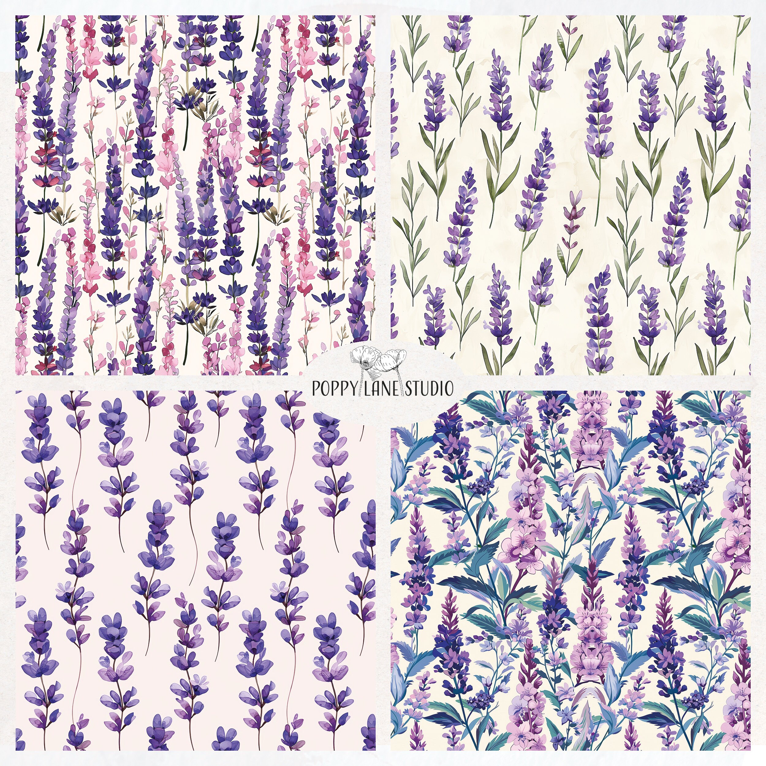 Lavender Pattern, Lavender Digital Paper, Lilac Lavender Flower Design ...