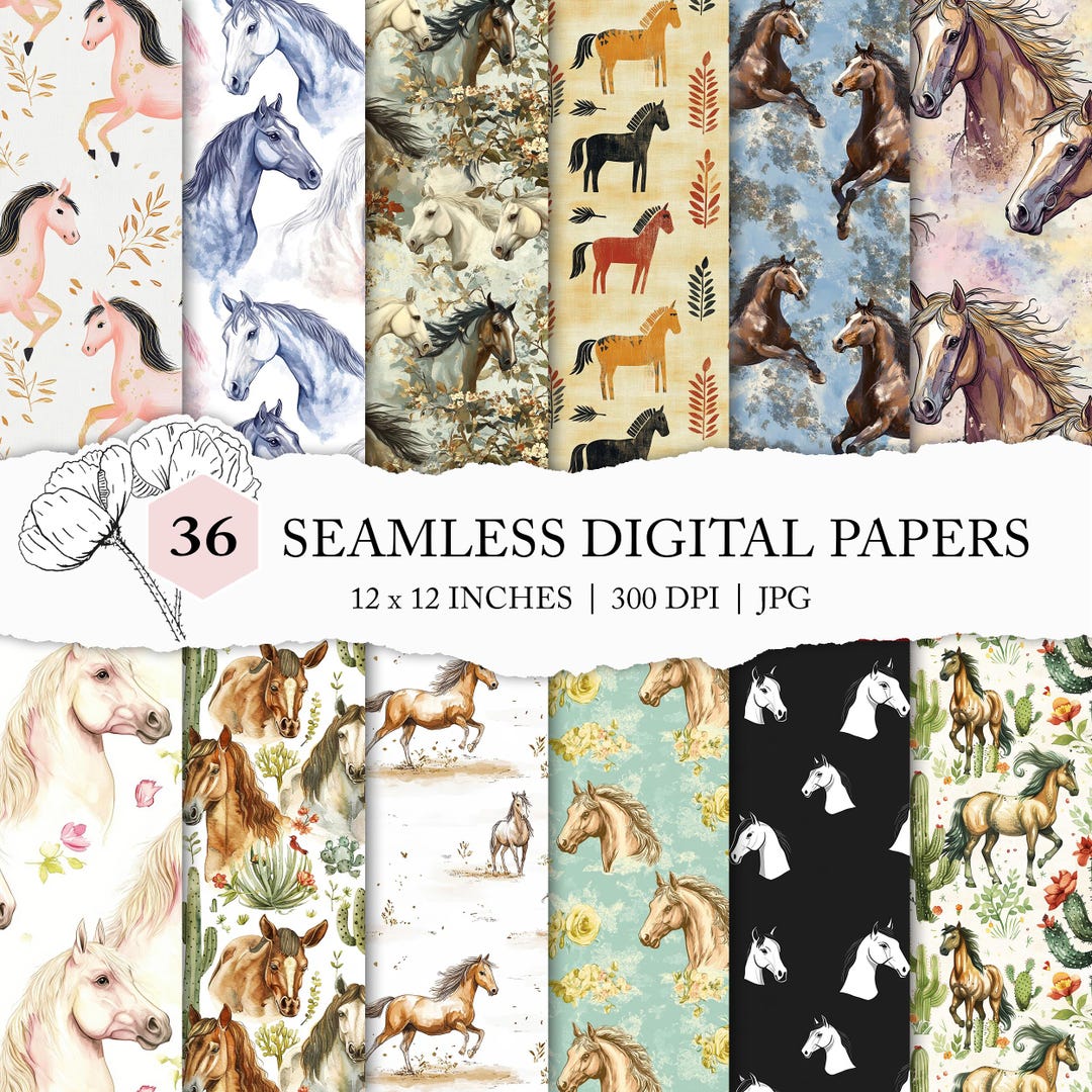 Seamless Horse Pattern, Horse Background, Horse Printable Paper, Horse ...