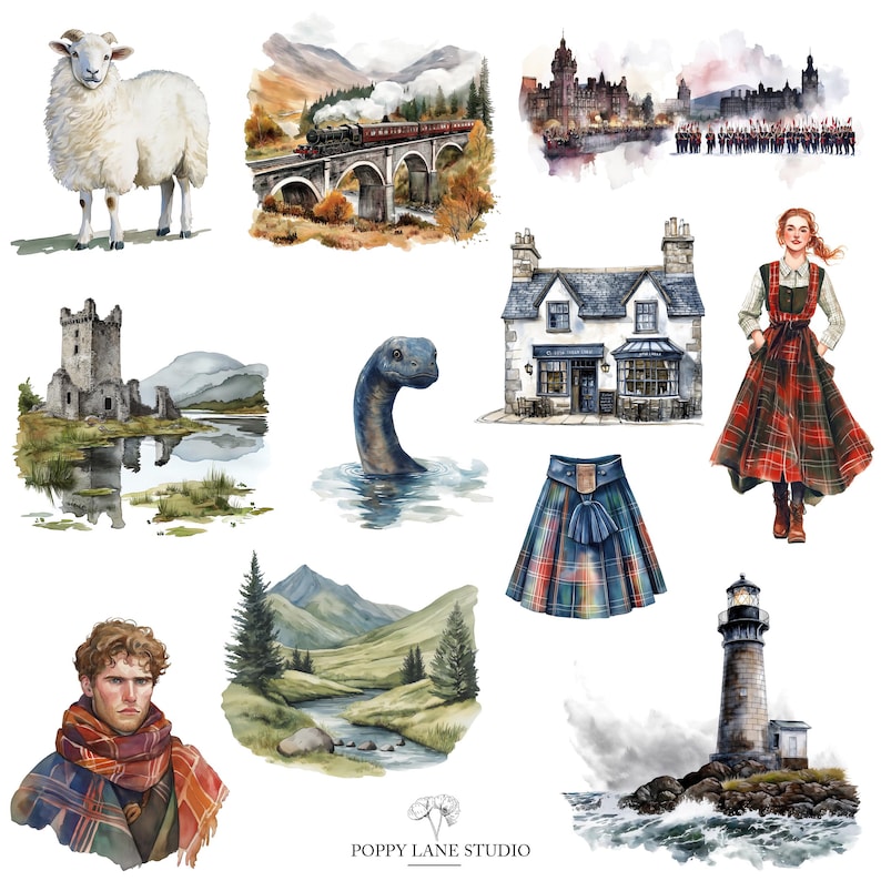 Scotland Clip Art, Watercolour Landscape, PNG Images, Scotland Clipart ...