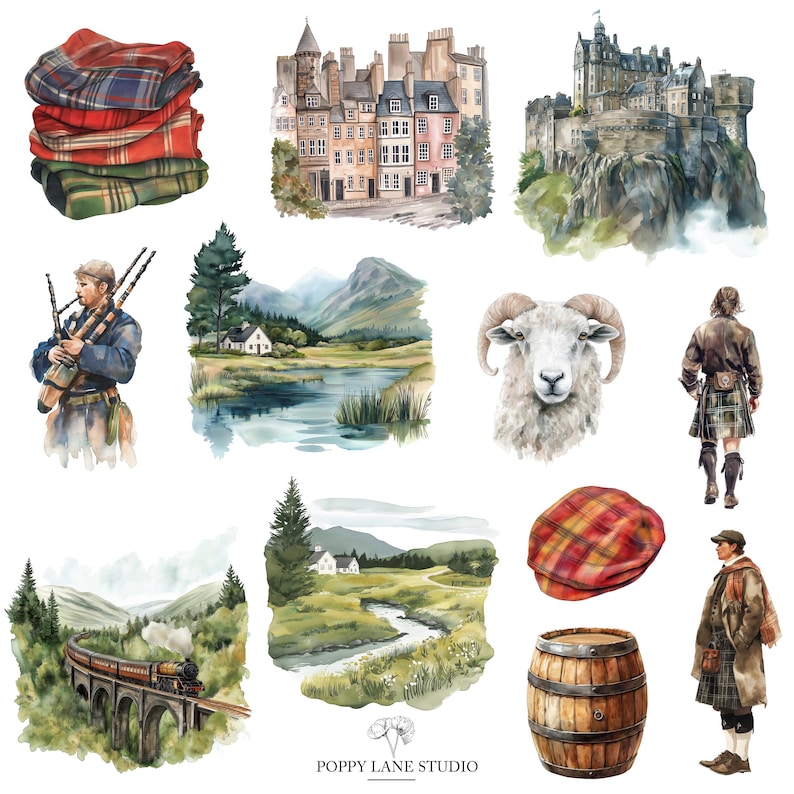 Scotland Clip Art, Watercolour Landscape, PNG Images, Scotland Clipart ...
