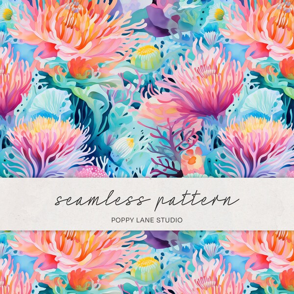 Preppy Coral Reef Pattern - Etsy