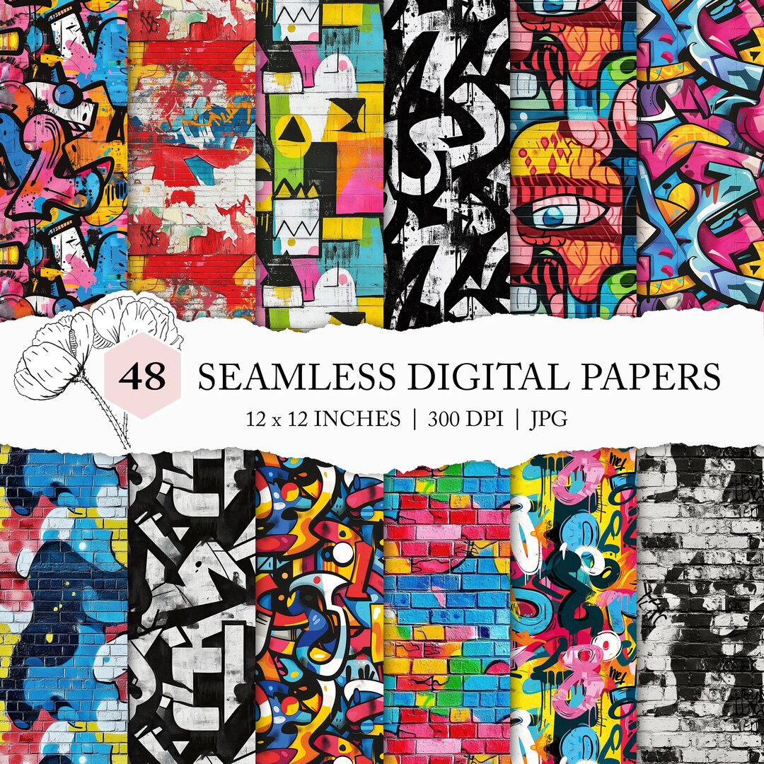 Graffiti Pattern, Graffiti Digital Paper, Urban Street Art Print ...