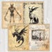 Cryptid Sketches, Mythical Creature Junk Journal, Monster Digital Paper ...