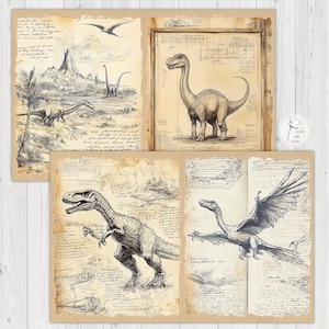 Jurassic Junk Journal, Dinosaur Digital Paper, Dinosaur Junk Journal ...