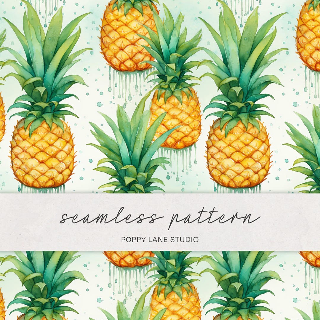 Watercolour Pineapple Pattern, Seamless Pineapple Background, Pineapple ...