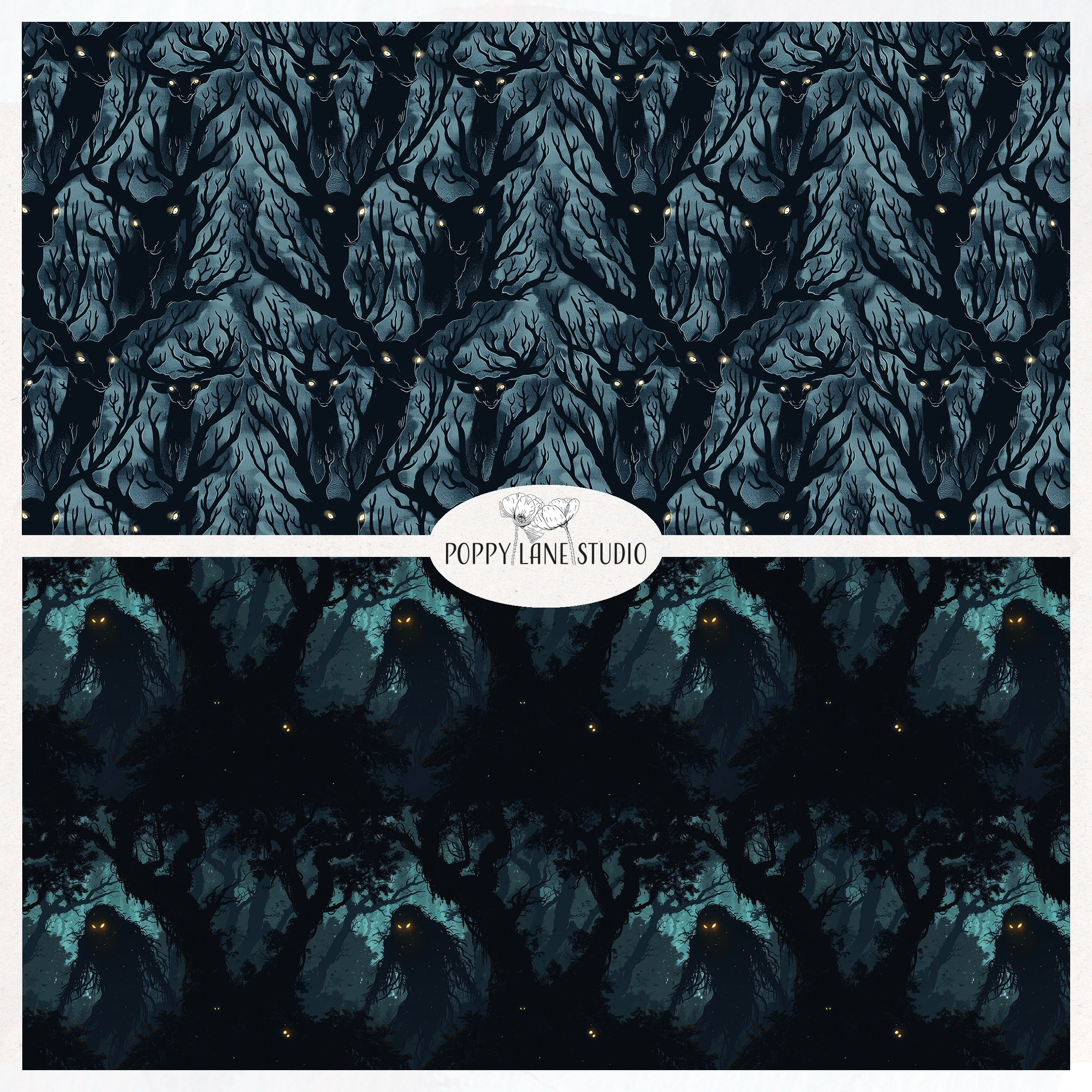 Wendigo Pattern, Wendigo Digital Paper, Haunted Forest Woods Creepy ...