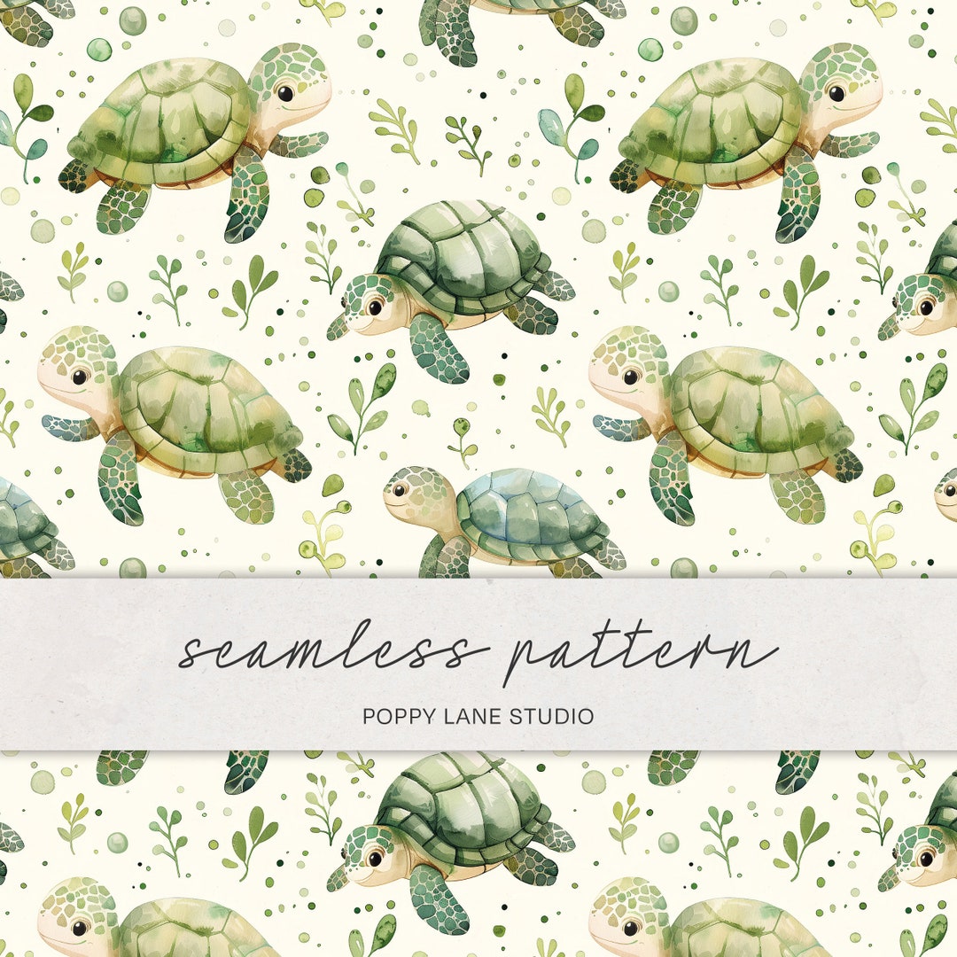 Seamless Baby Sea Turtle Pattern, Cute Baby Turtle Seamless Pattern ...