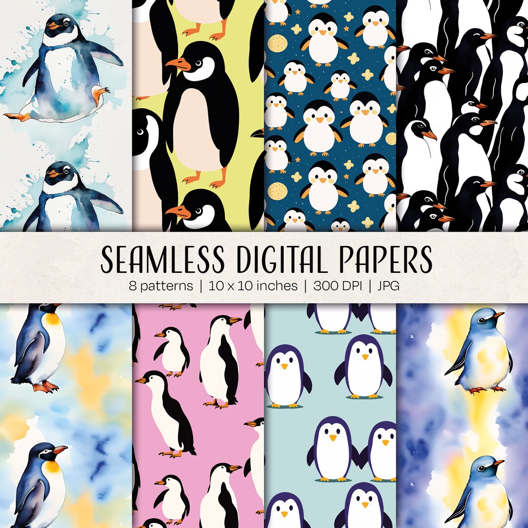 Penguin Background, Penguin Pattern, Penguin Themed Digital Paper ...
