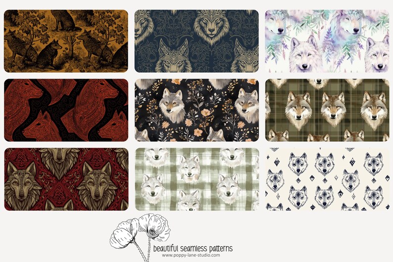 Seamless Wolf Pattern, Wolf Digital Paper, Woodland Animals, Wolf ...