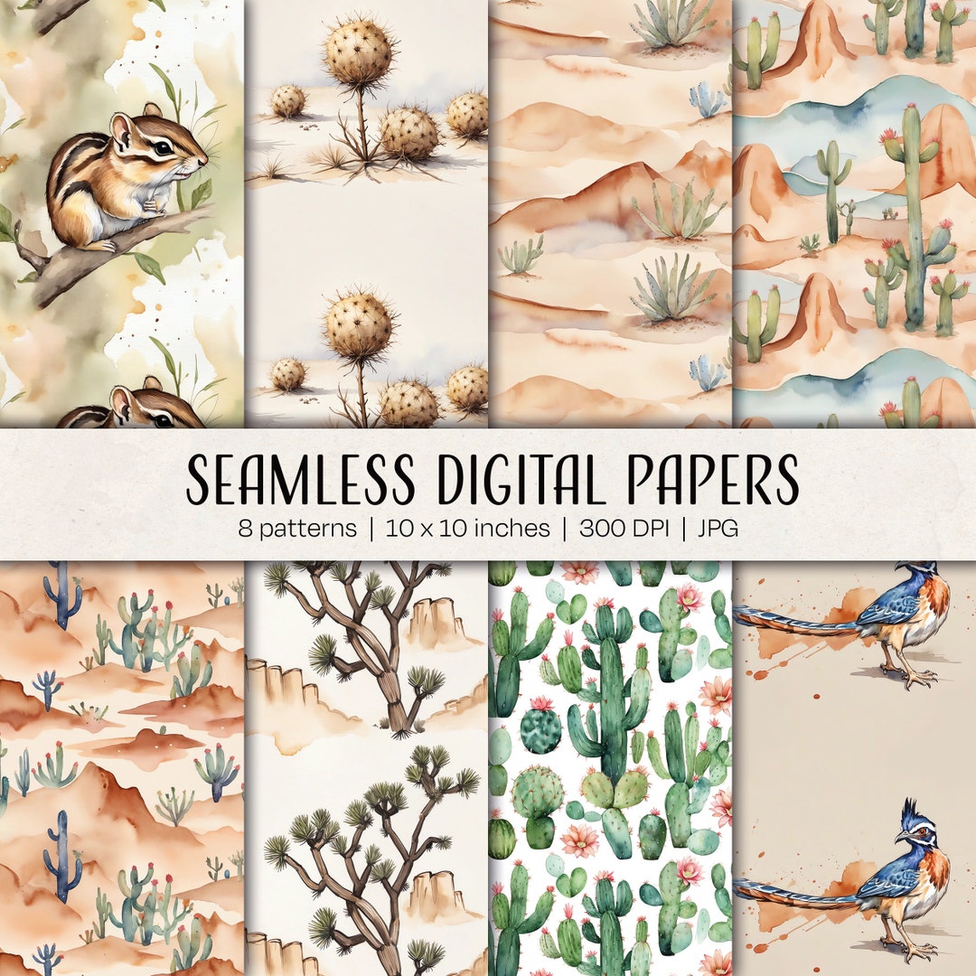 Desert Seamless Background, Seamless Watercolour Desert Pattern, Beige ...