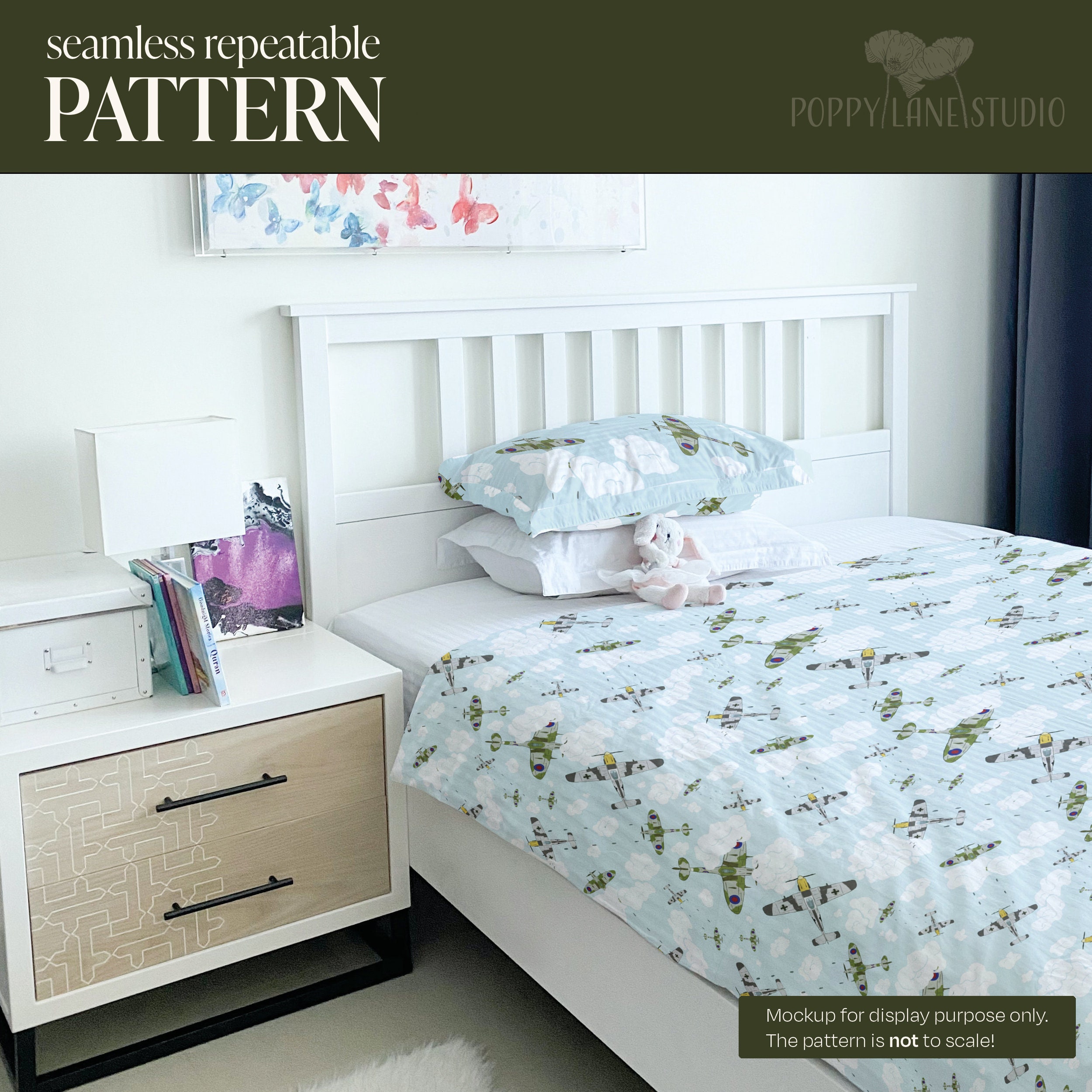 WW2 Plane Fight Pattern, Fighter Plane Seamless Pattern, WWII, World ...