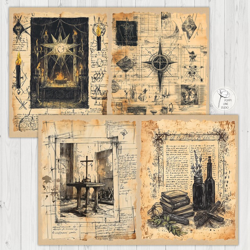 Occult Pages, Satanism Junk Journal, Occult Digital Paper, Black Magic ...