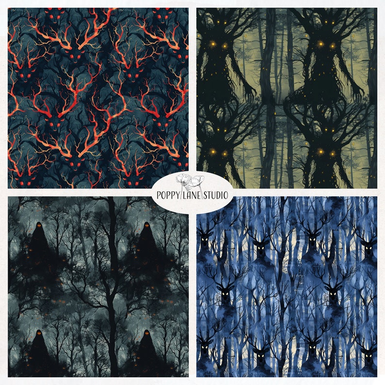 Wendigo Pattern, Wendigo Digital Paper, Haunted Forest Woods Creepy ...