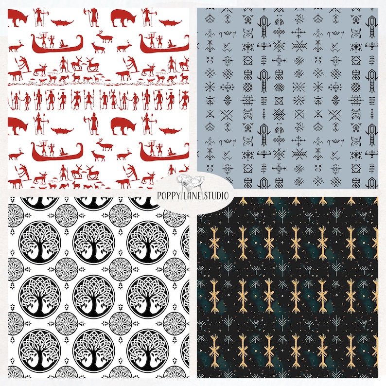 Seamless Norse Pattern, Viking Seamless Pattern, Scandinavian Digital ...