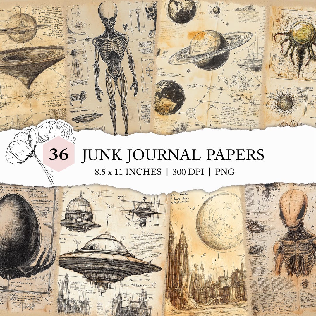 Alien Pencil Sketches, Alien Junk Journal, Alien Conspiracy Digital ...