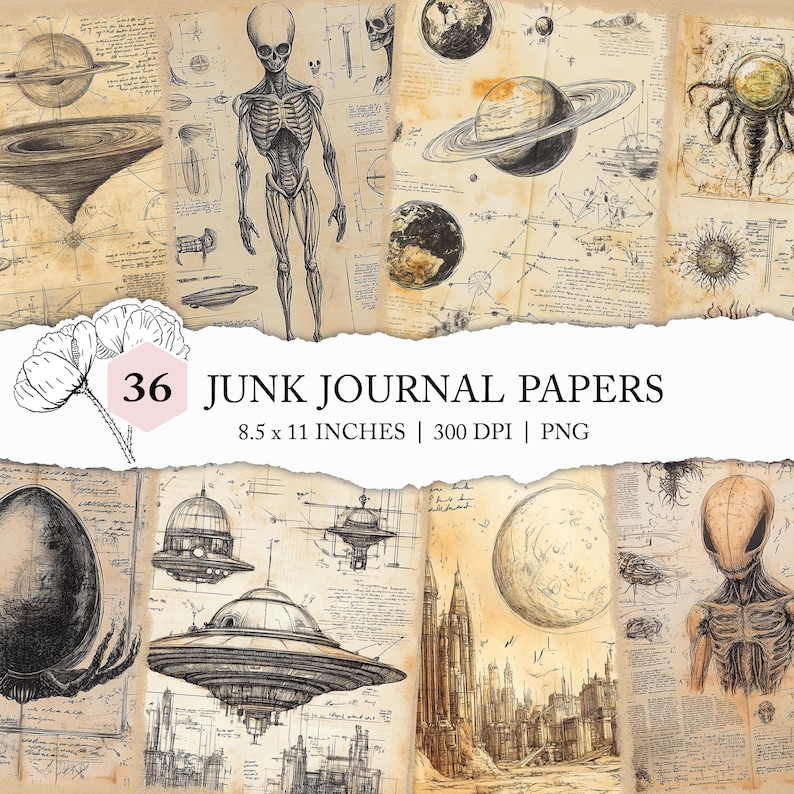 Alien Pencil Sketches, Alien Junk Journal, Alien Conspiracy Digital ...