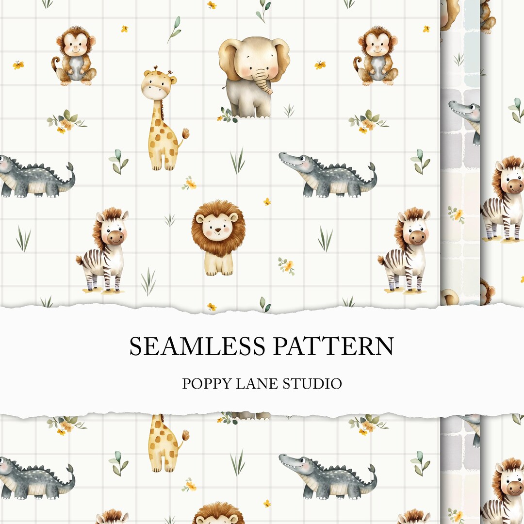 Seamless Safari Pattern, Seamless African Animals Digital File ...