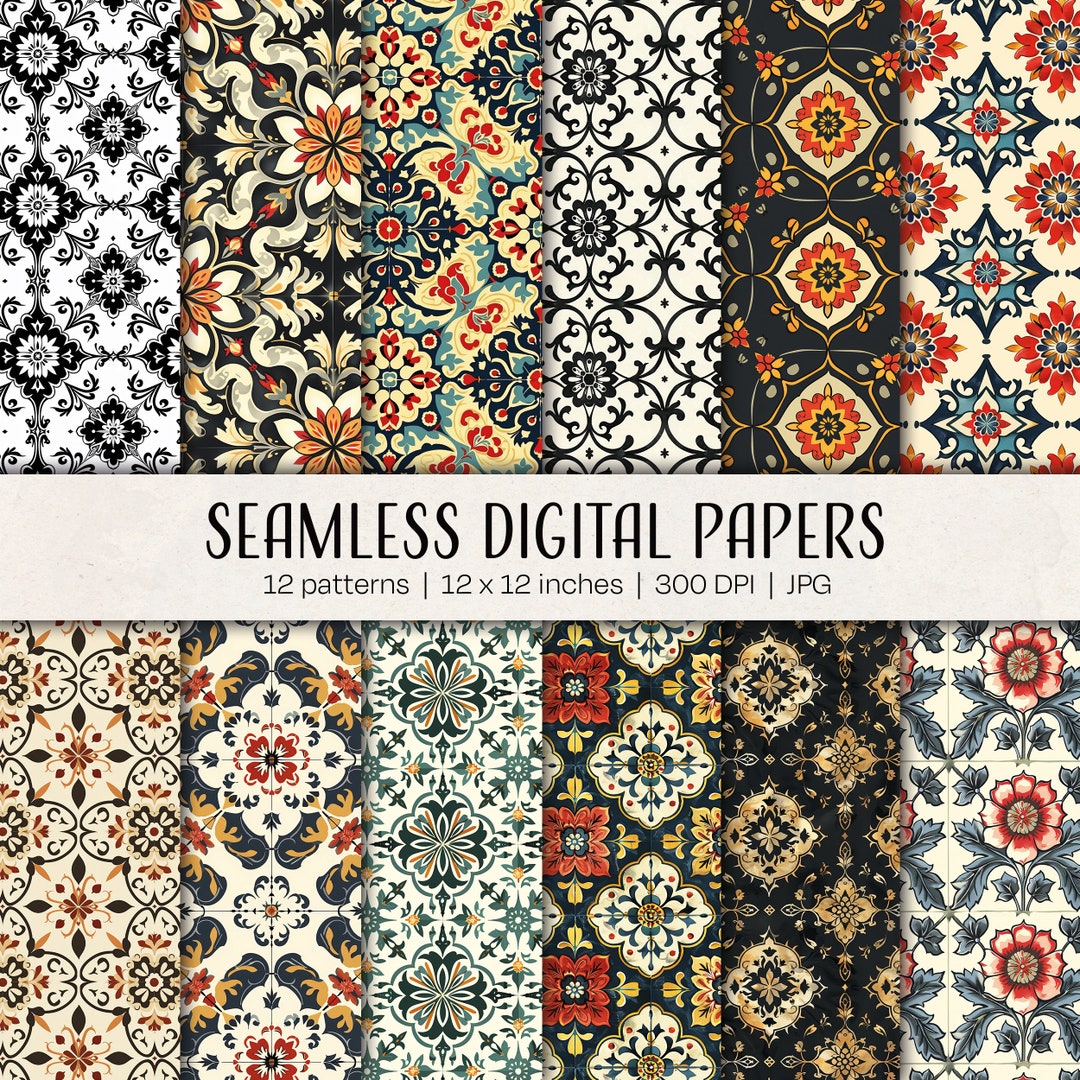 Medieval Tile Pattern, Vintage Tiles Digital Paper, Tudor Tile Design ...