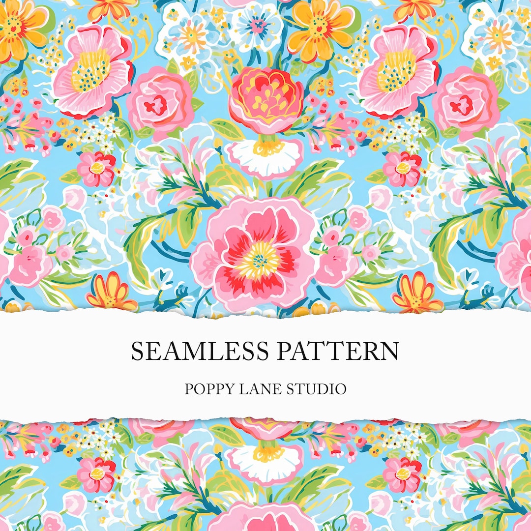 Vibrant Abstract Flower Background Pattern, Seamless Preppy Floral ...