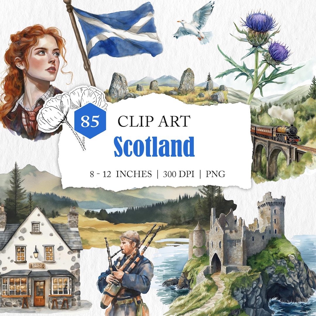 Scotland Clip Art, Watercolour Landscape, PNG Images, Scotland Clipart ...