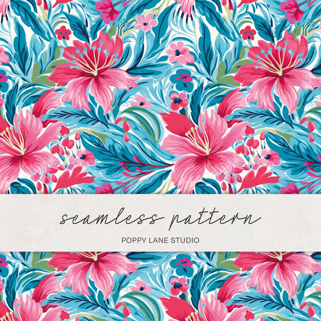 Preppy Hibiscus Background, Seamless Hibiscus Pattern, Tropical Watercolour Flower Background ...