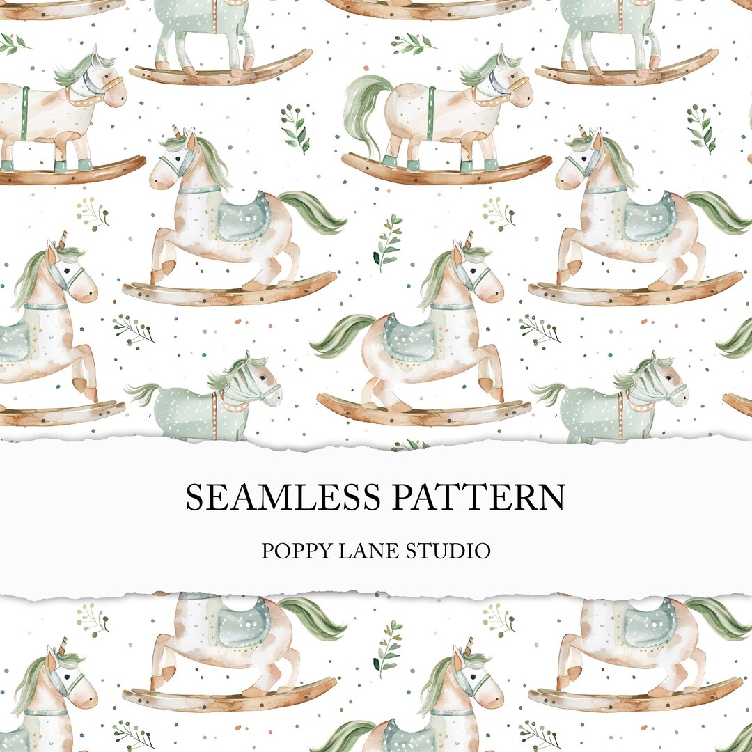 Cute Watercolor Rocking Horse Pattern, Rocking Horse Background ...