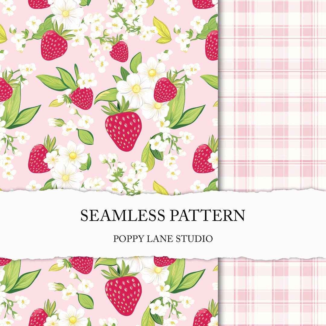 Seamless Strawberry Background, Strawberry Seamless Pattern, Cute ...