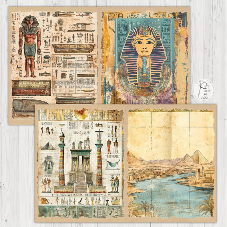 Ancient Egypt Journal Pages, Egyptian Digital Paper, Ancient Egyptian ...
