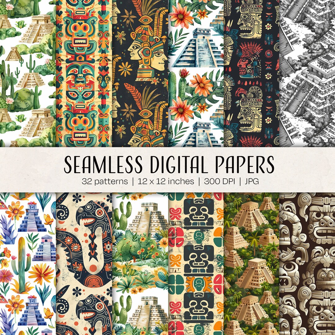 Ancient Mayan Pattern, Mexican Heritage, Seamless Maya Background ...