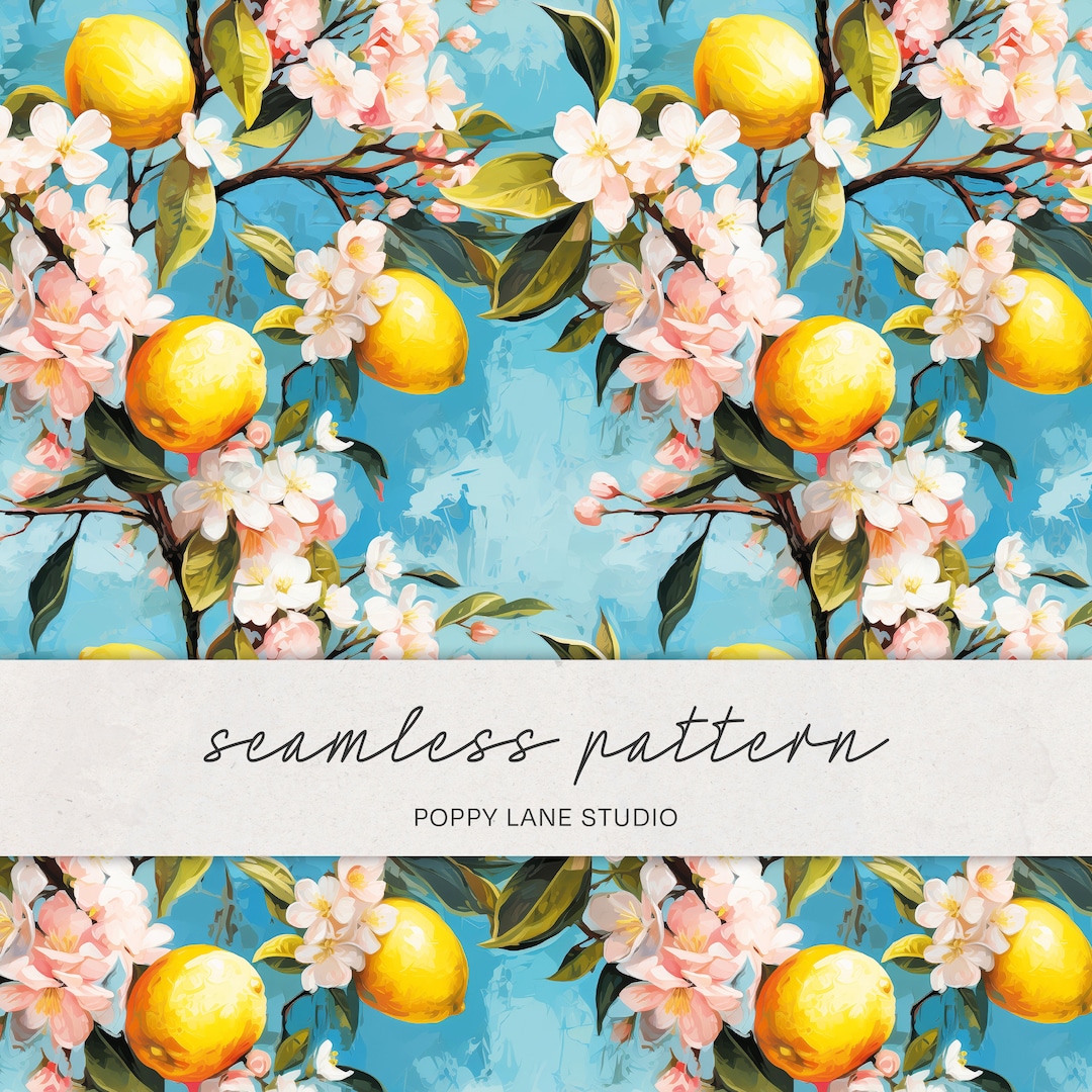 Preppy Blue and Yellow Lemon Background, Lime Pattern, Lemon Oil ...