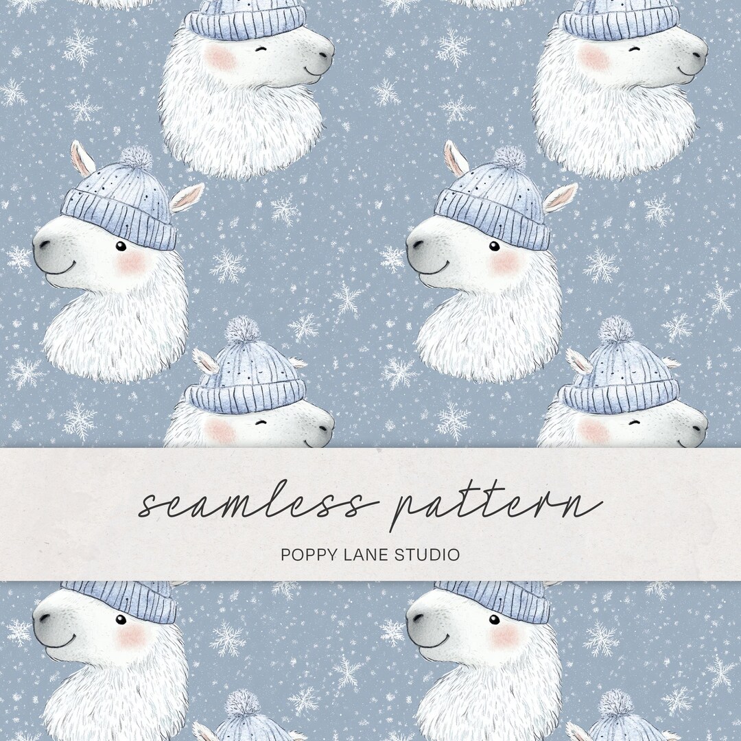 Winter Llama Background, Cute Alpaca Pattern, Alpaca Seamless ...