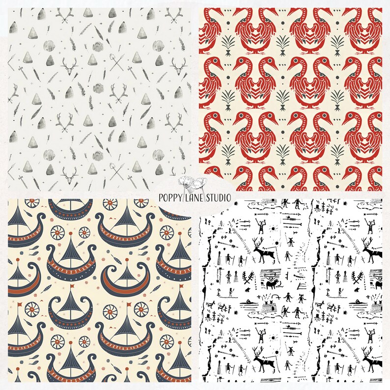 Seamless Norse Pattern, Viking Seamless Pattern, Scandinavian Digital ...