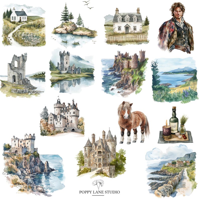 Scotland Clip Art, Watercolour Landscape, PNG Images, Scotland Clipart ...