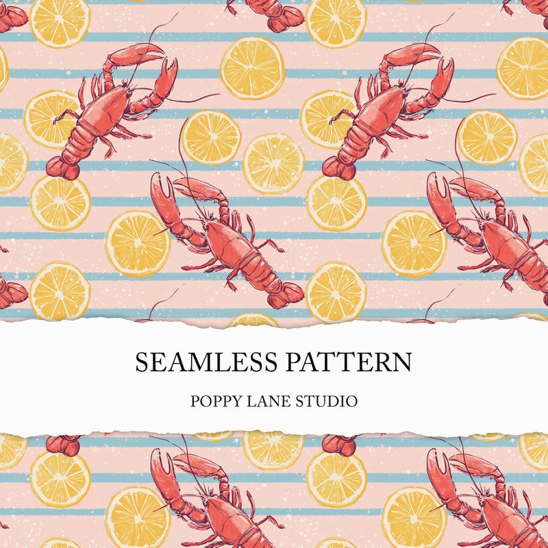Lobster Print Fabric - Etsy