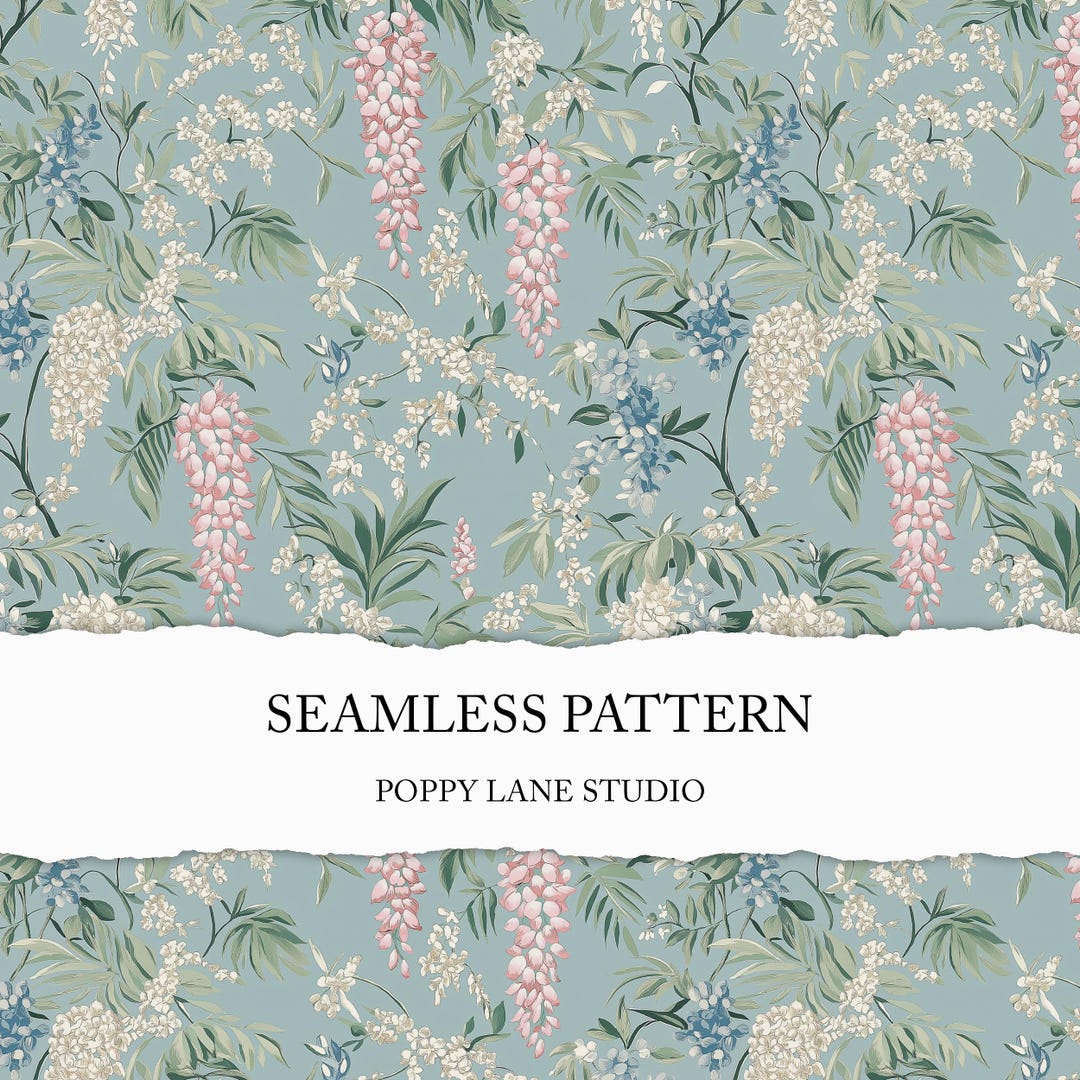 Seamless Wisteria Pattern, Pastel Wisteria Background, Elegant Wisteria ...