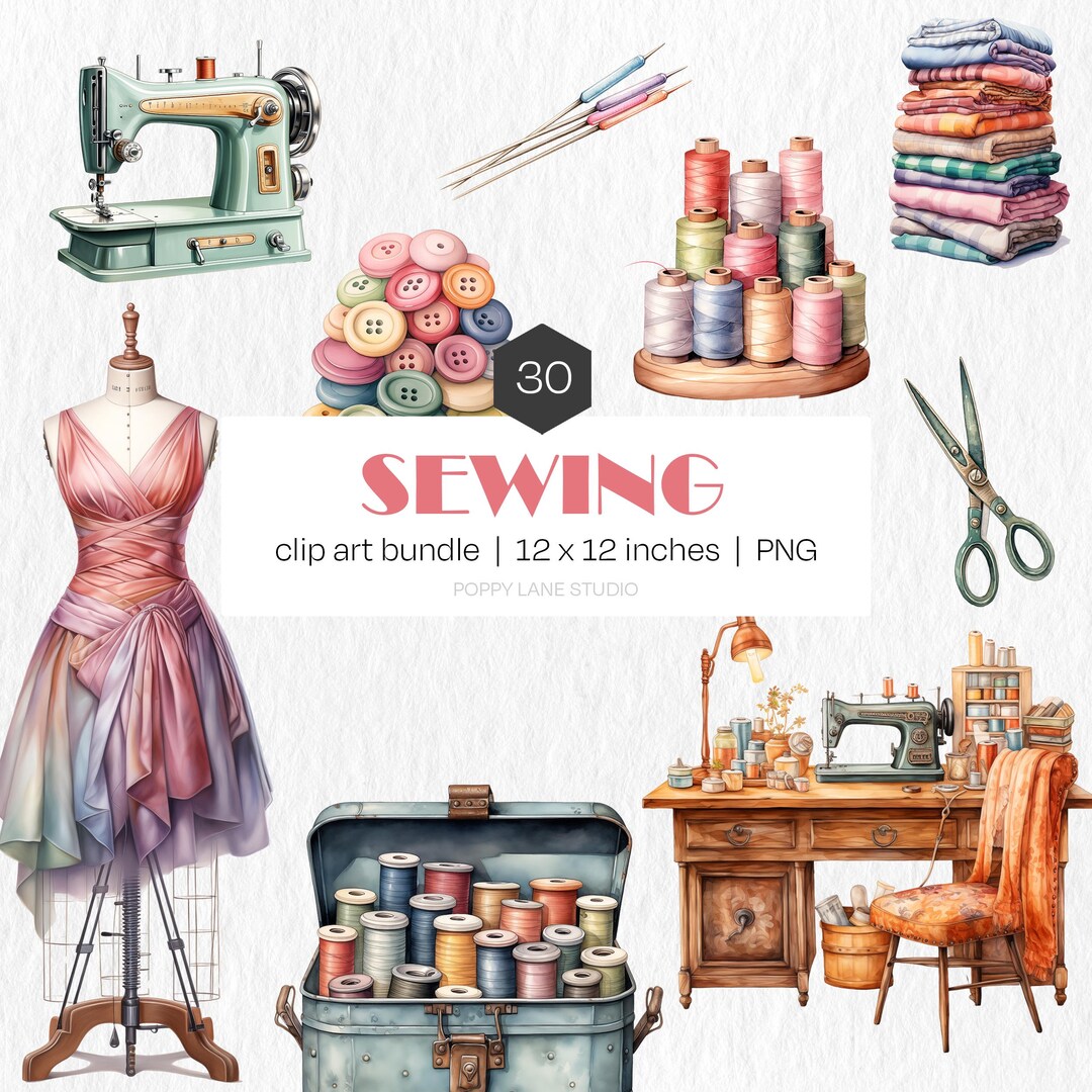 Sewing Clip Art, Fabric Sewing PNG Images, Sewing Utensils Clipart ...