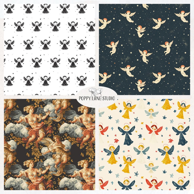 Angelic Background Pattern, Seamless Angel Pattern, Arch Angel ...