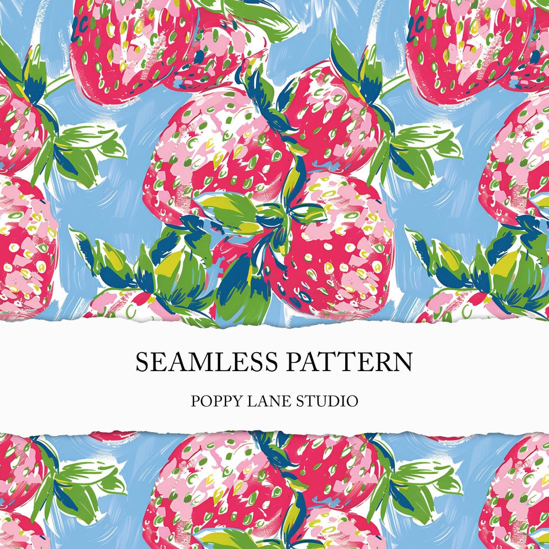 Vibrant Strawberry Background, Seamless Strawberry Pattern, Cute Preppy ...