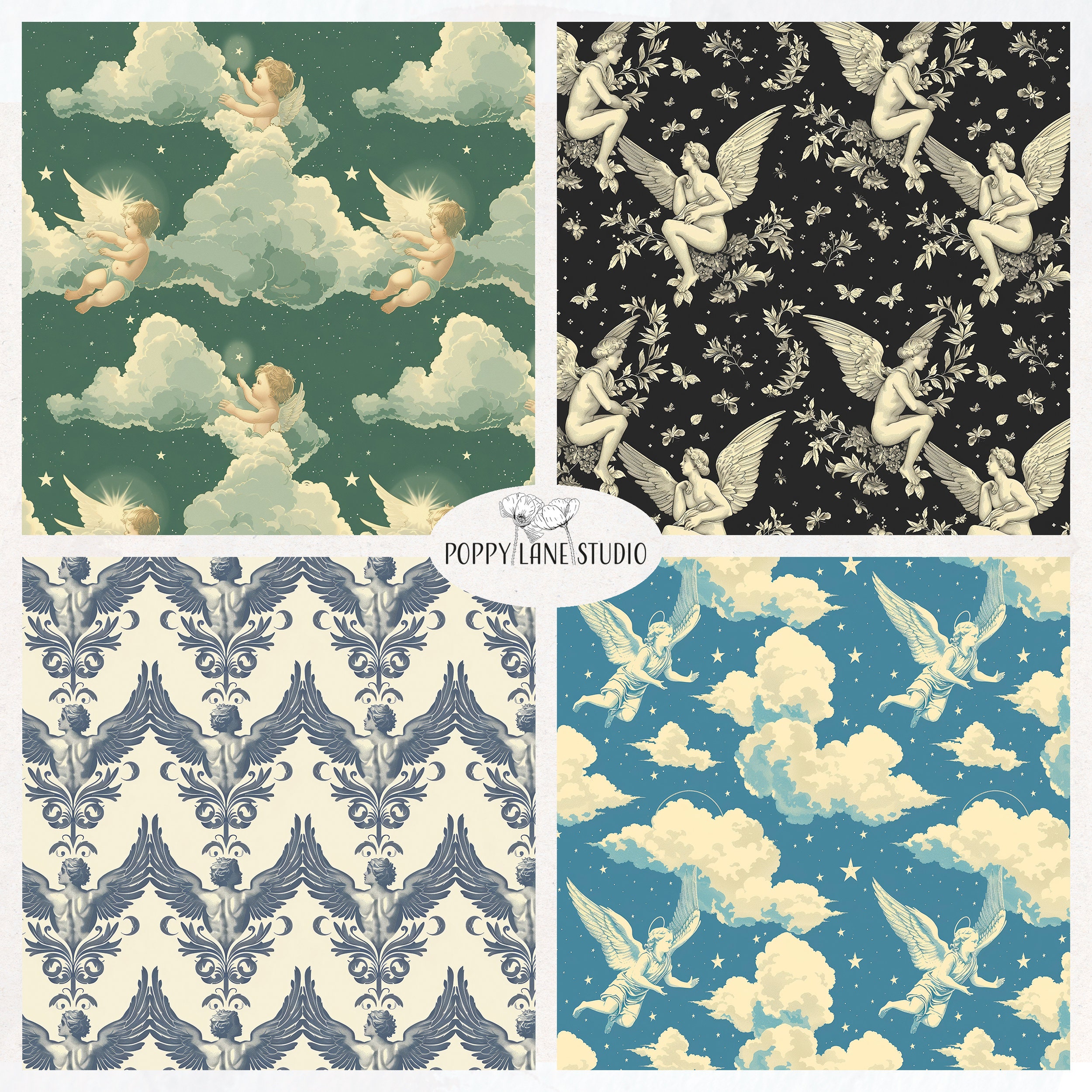 Angelic Background Pattern, Seamless Angel Pattern, Arch Angel ...