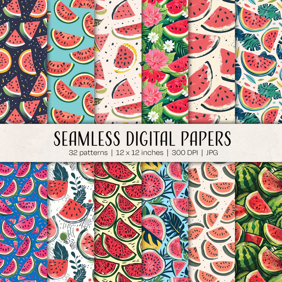 Seamless Watermelon Pattern, Cute Watermelon Background, Fruit Pattern ...