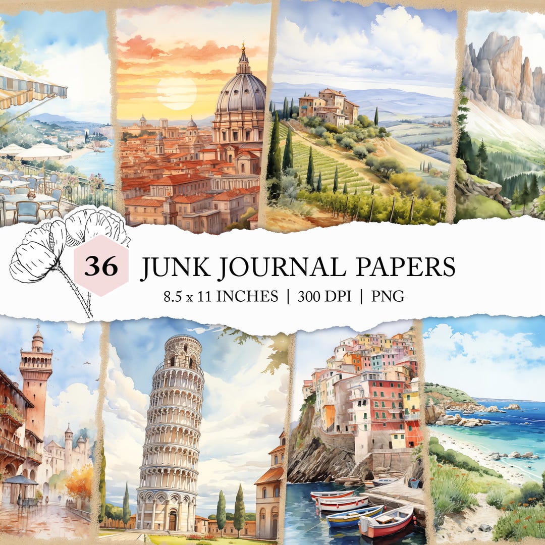 Italy Travel Journal, Watercolour Italy Landscape Prints, Italy ...