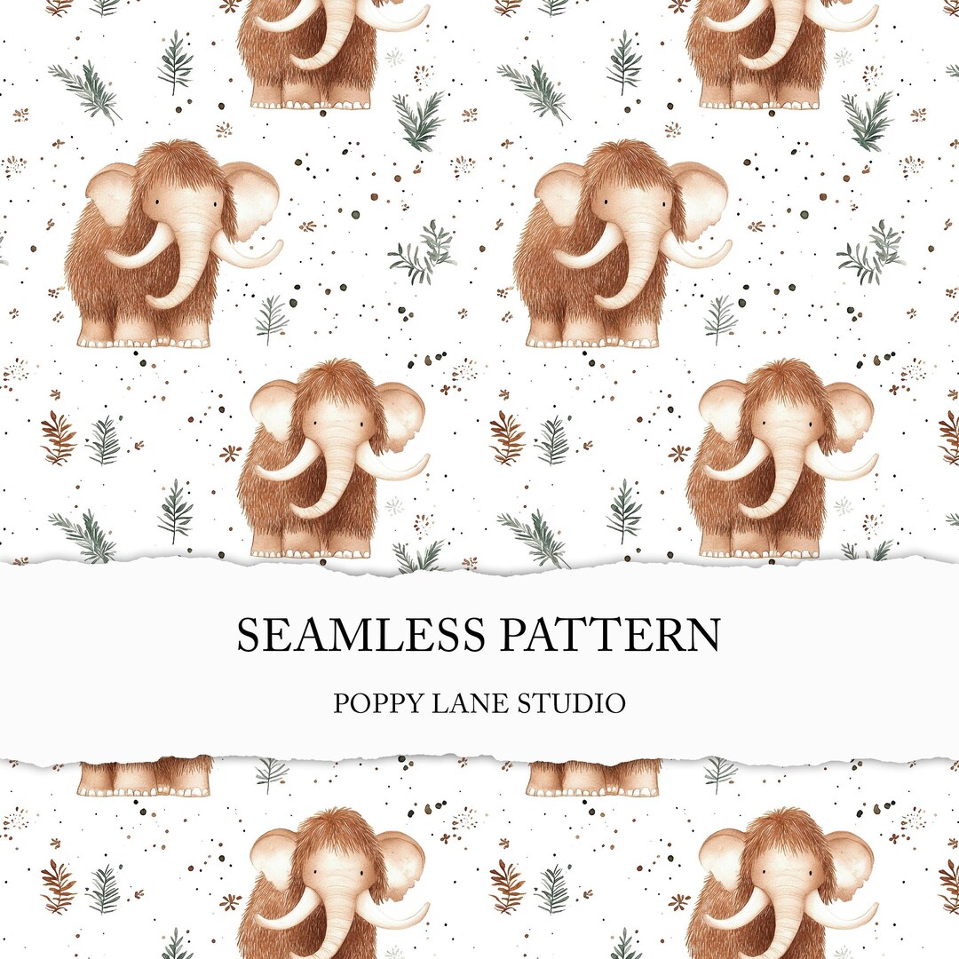 Seamless Mammoth Pattern, Mammoth Kids Pattern, Woolly Mammoth ...