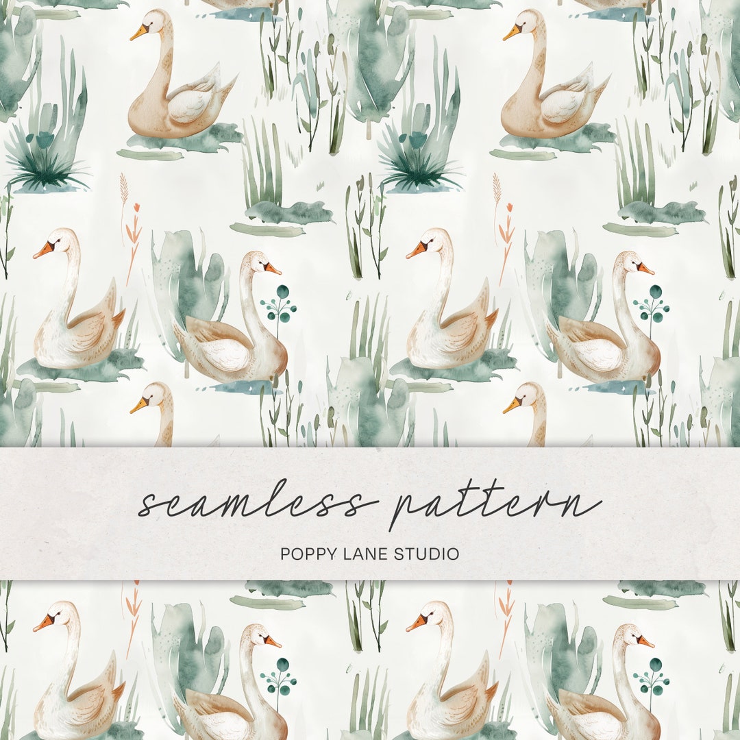 Swan Pattern, Watercolour Swan Background, Seamless Swan Pattern ...