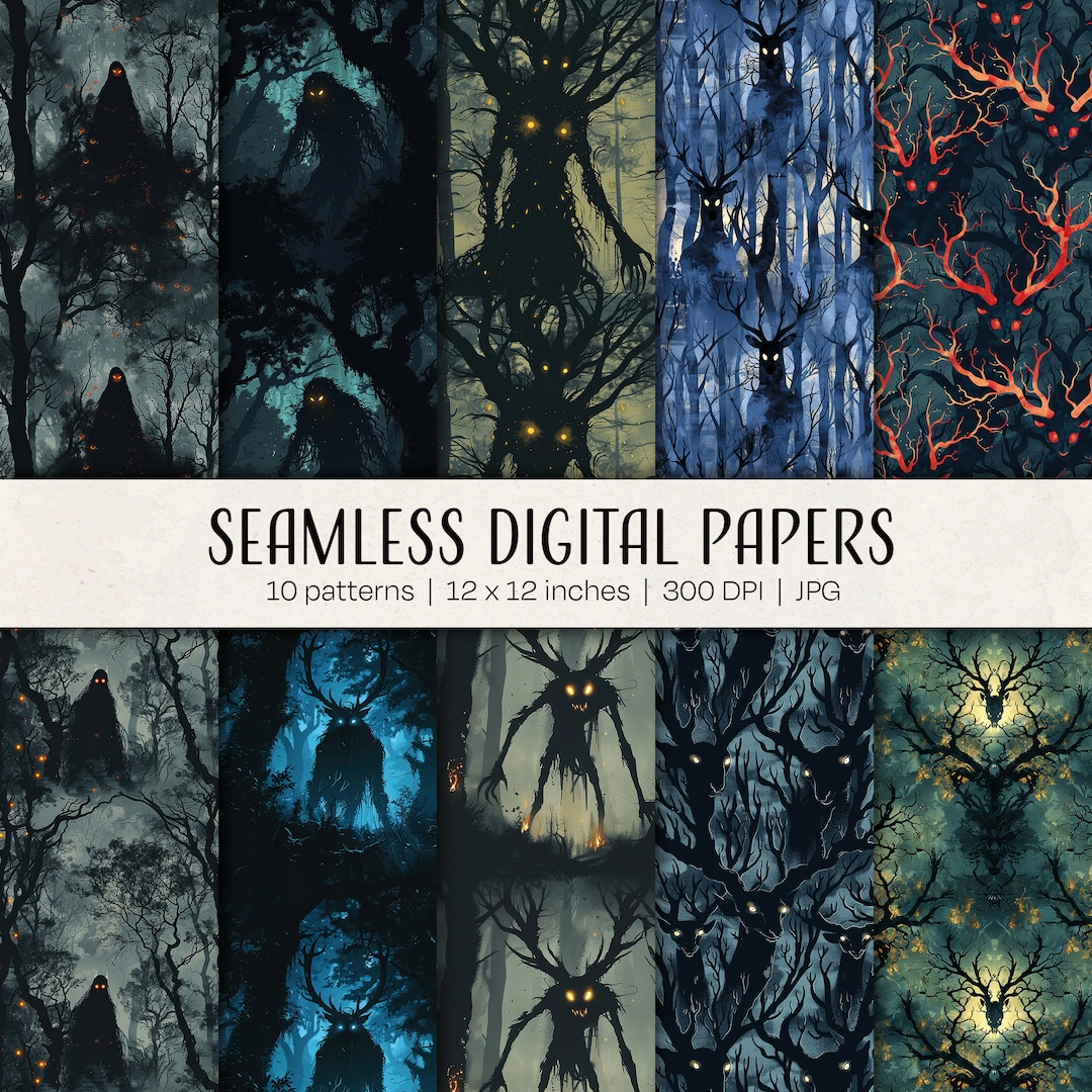 Wendigo Pattern, Wendigo Digital Paper, Haunted Forest Woods Creepy ...