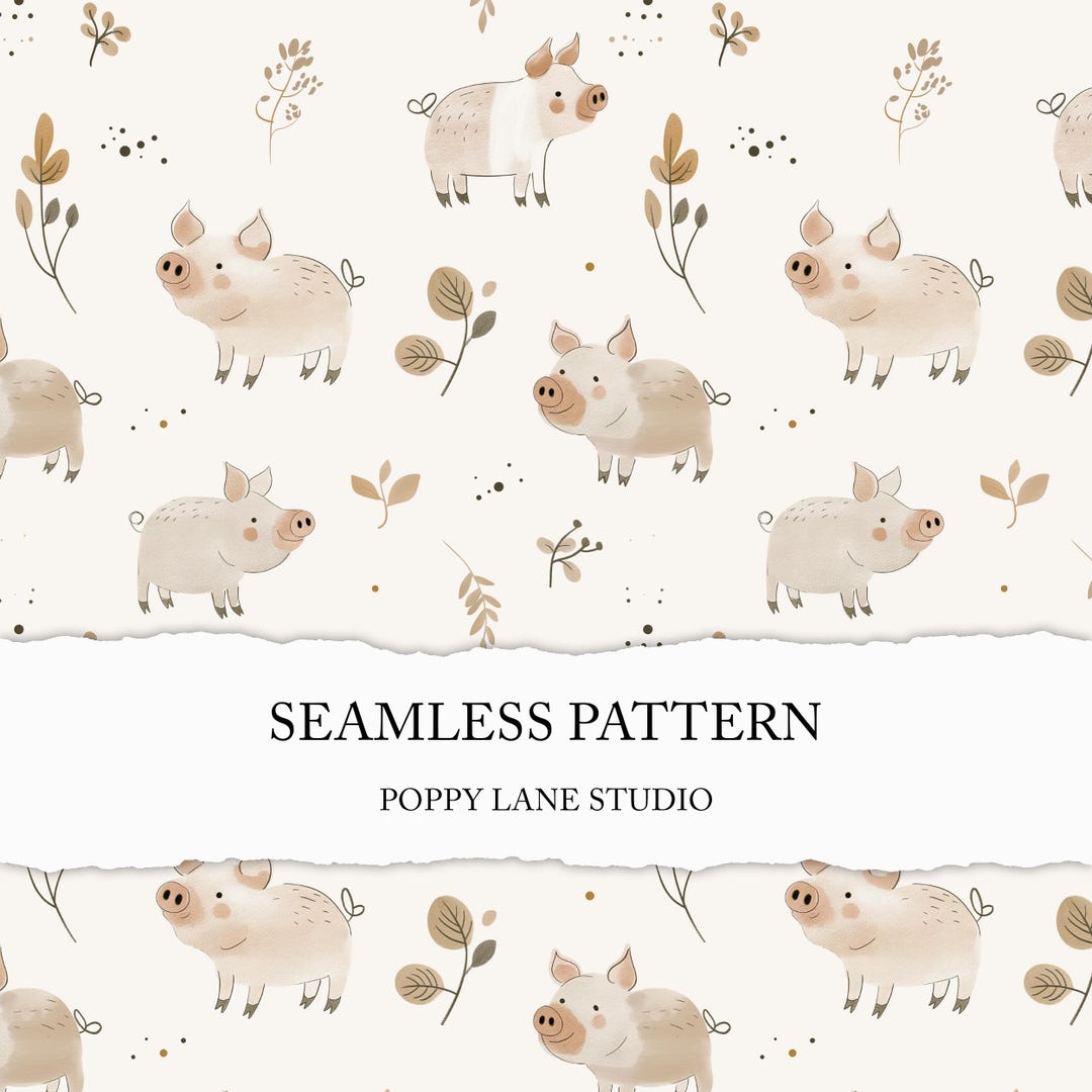 Minimalistic Pig Background, Seamless Pig Pattern, Cute Pig Pattern ...